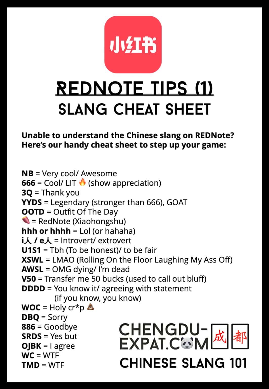 REDnote Tips (1): Chinese Slang Cheat Sheet | Chengdu-Expat.com